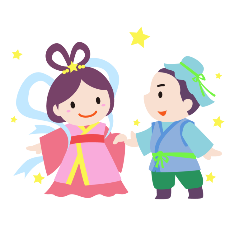 七夕用織姫彦星のかわいいイラスト 園だより、おたよりで使えるかわいいイラストの無料素材集【イラストだより】